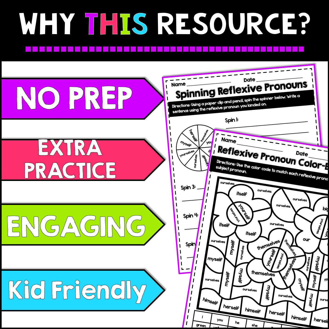 Reflexive Pronouns Worksheets NO PREP | 2nd Grade Language L2.1c ...